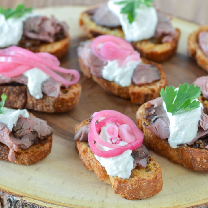Roast Beef Crostini with Horseradish Cream - Two Ways - Partylicious