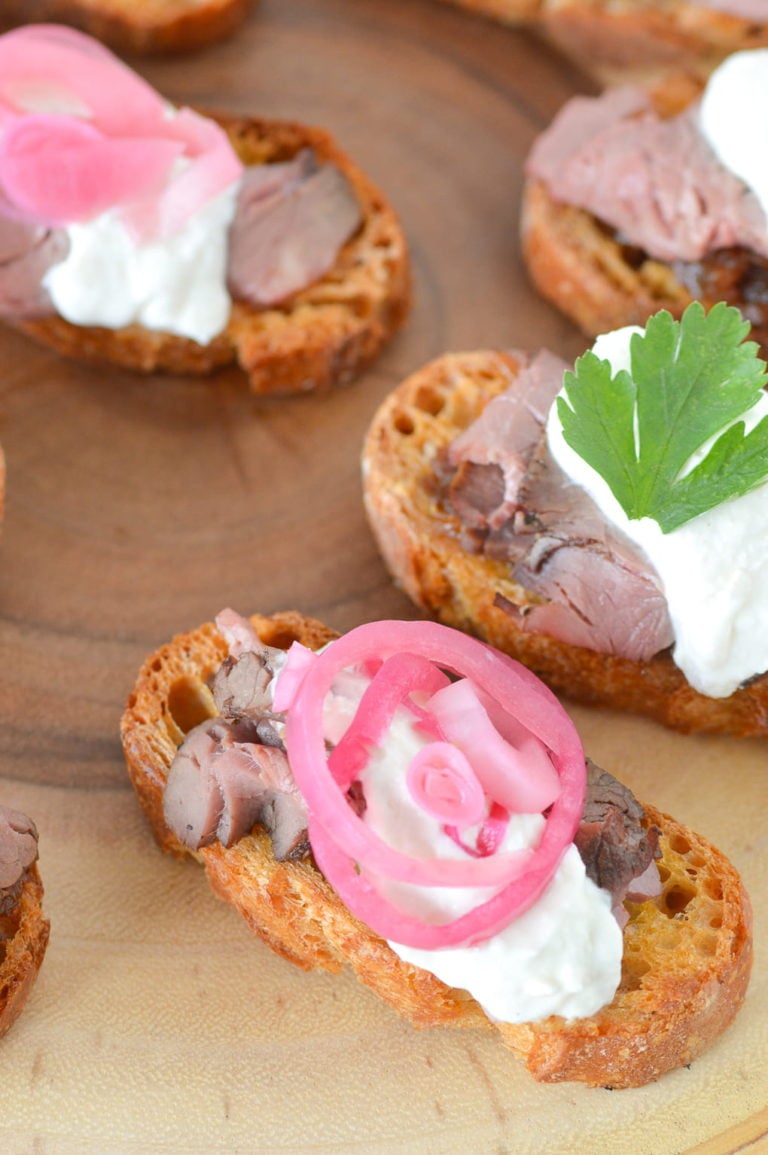 Roast Beef Crostini with Horseradish Cream - Two Ways - Partylicious