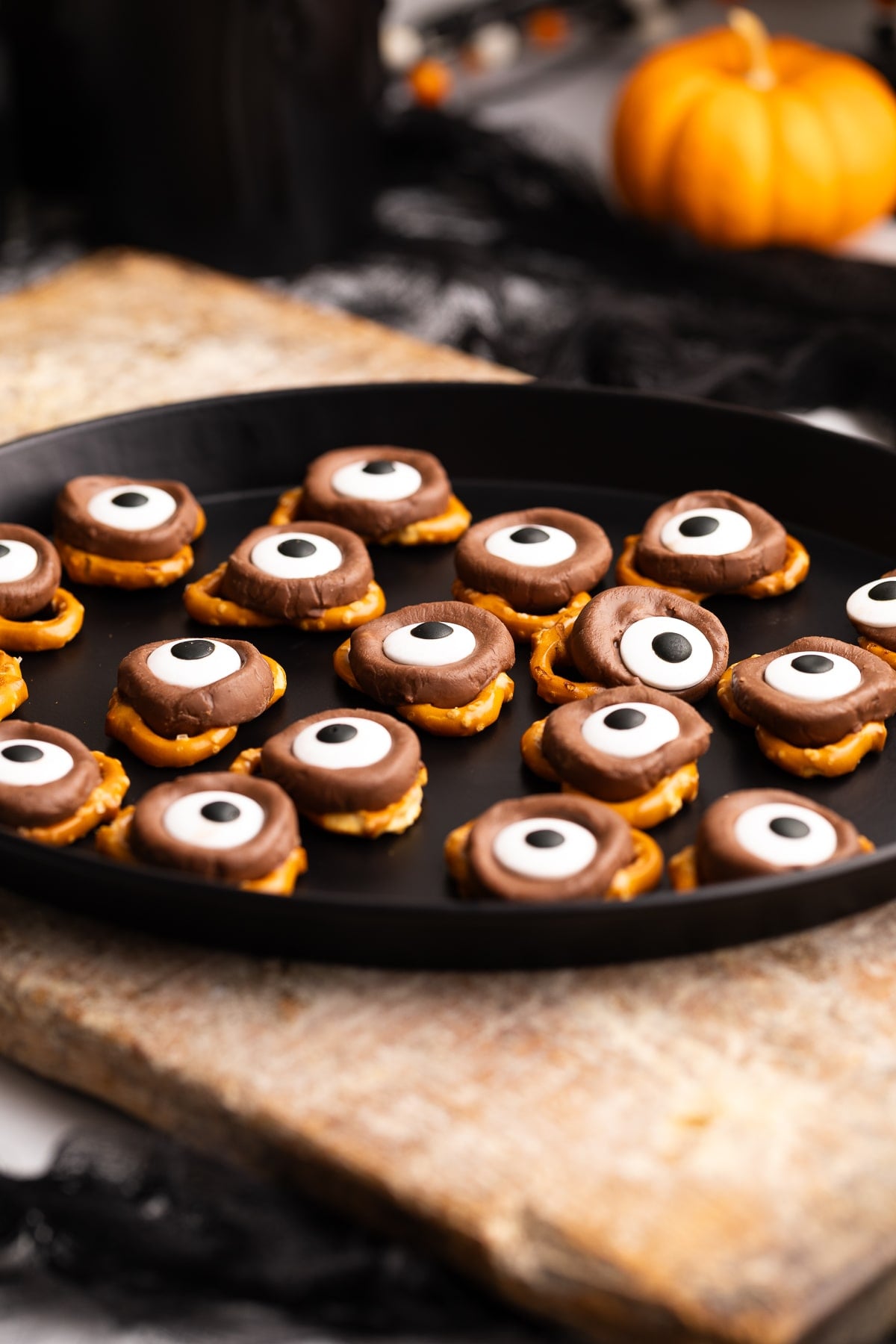 Halloween Pretzel Treats (Spiderwebs, Broomsticks, and Eyes)