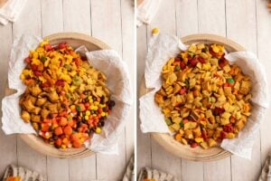 No-Bake Fall Chex Mix with Candy Corn (Easy Fall Snack Mix)